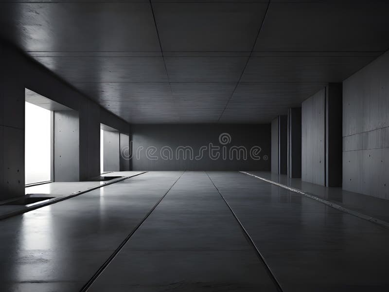 Dark Concrete Empty Room Interior Stock Illustration - Illustration of ...