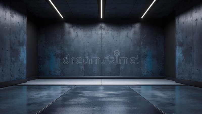 Dark Concrete Garage Room Background Scene with Modern Floor Stock ...