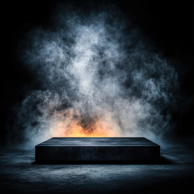 Dark Concrete Platform with Smoke and Light. Stock Illustration ...