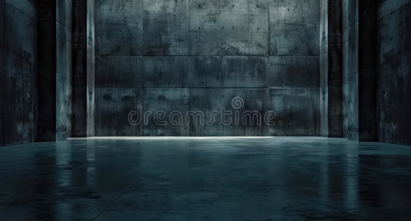 Dark Concrete Room with Water Reflection Stock Illustration ...