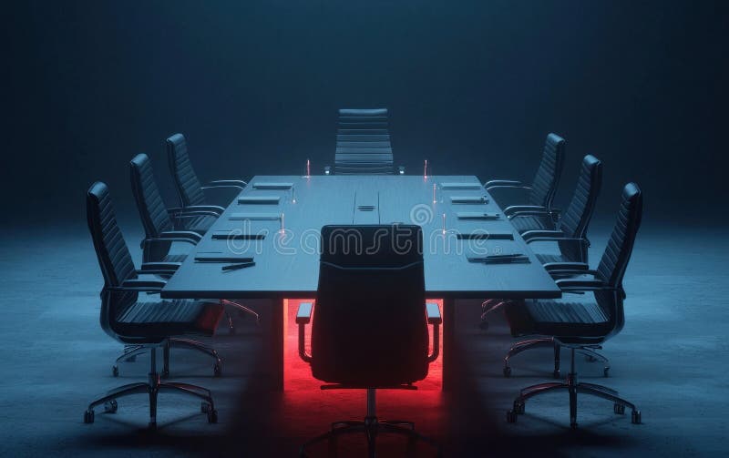 Dark Conference Room with Red Lit Table Stock Illustration ...