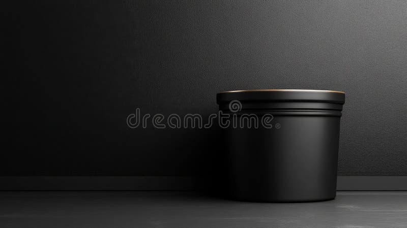 Dark Container with Metallic Rim Against Textured Dark Background in ...