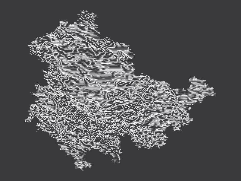 Dark Contour Relief Map of Thuringia Stock Vector - Illustration of ...