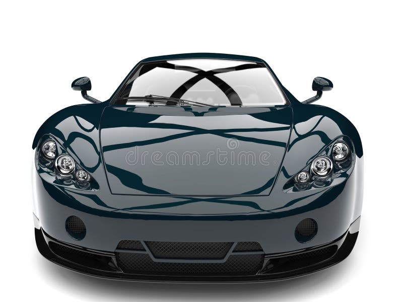 Dark Coral Blue Modern Fast Super Car - Front View Stock Illustration ...