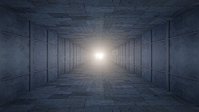 Dark Corridor with Bright Light 3d Rendering Illustration Background ...