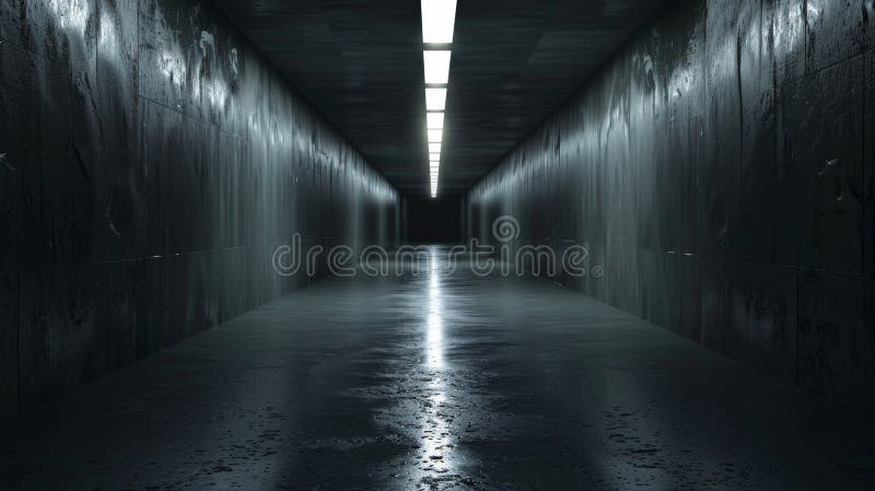 Dark Corridor with Illuminated Ceiling Stock Image - Image of dark ...