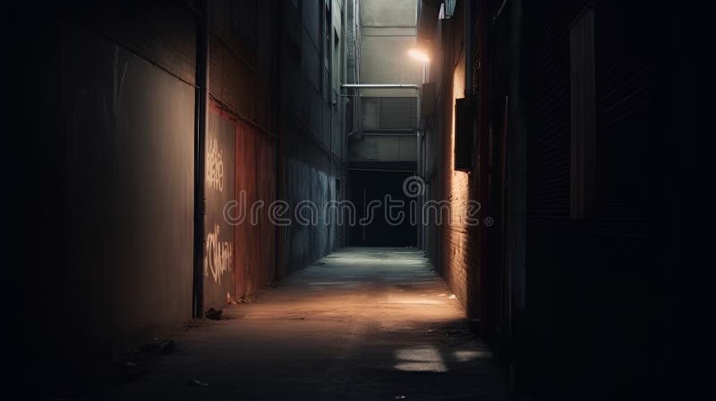 Dark Corridor of an Industrial Building Illuminated by a Bright Lantern ...