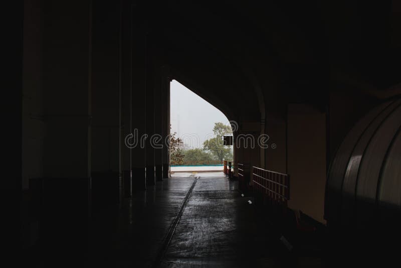 Dark Corridor in a Large Sports Complex Stock Image - Image of dungeon ...