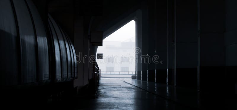 Dark Corridor in a Large Sports Complex Stock Photo - Image of space ...