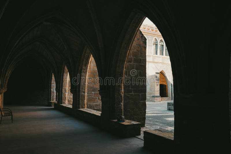 Dark Corridor of an Old Stone Building Stock Photo - Image of monument ...