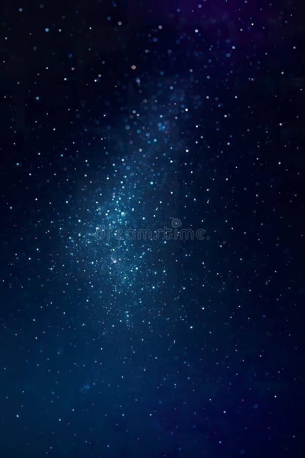 Dark Cosmic Sky Illuminated by Glowing Blue Galactic Dust and Stars ...