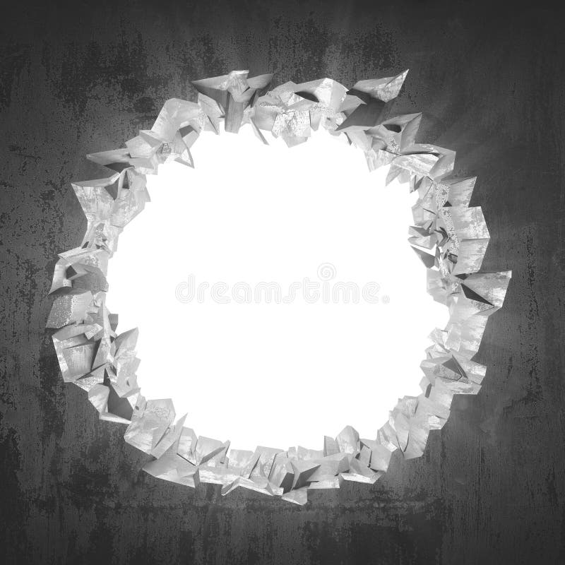 Dark Cracked Broken Hole in Concrete Wall. Grunge Background Stock ...
