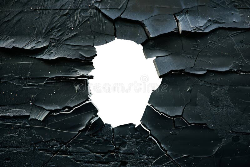 Dark Cracked Wall with White Hole in Center Stock Photo - Image of ...