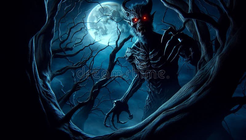 Dark Creature Emerging from the Shadows Stock Illustration ...