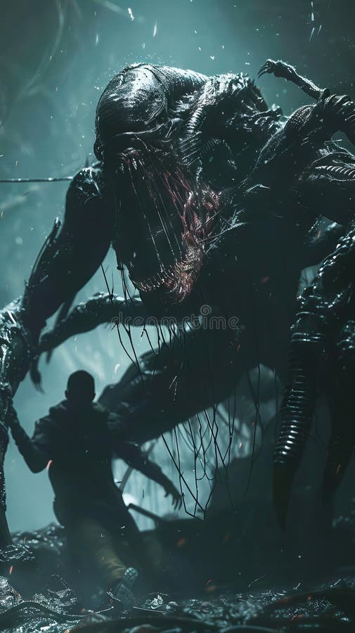 A Dark Creature with Long Legs and a Large Head Stock Image - Image of ...