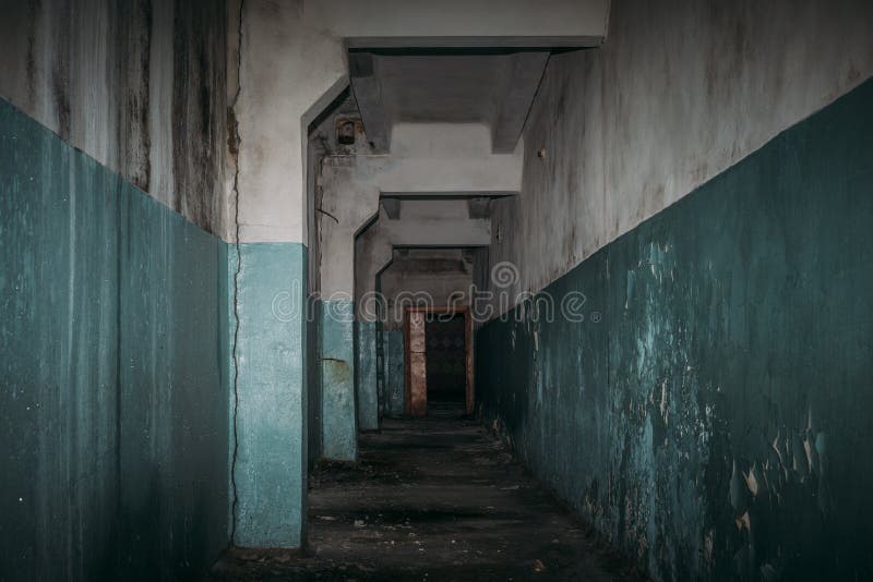 Dark Creepy Corridor in Scary Abandoned Building, Horror Atmosphere ...