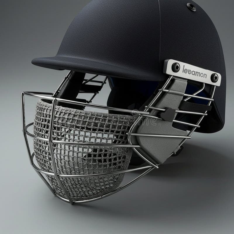 Dark Cricket Helmet Featuring a Robust Metal Faceguard and Grey ...