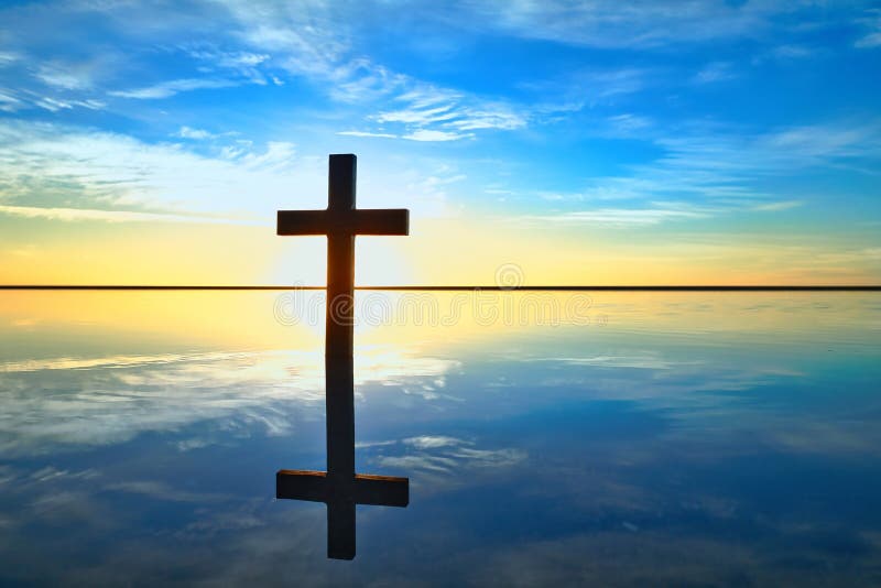 Reflection of Salvation Cross Stock Image - Image of symbol, faith ...