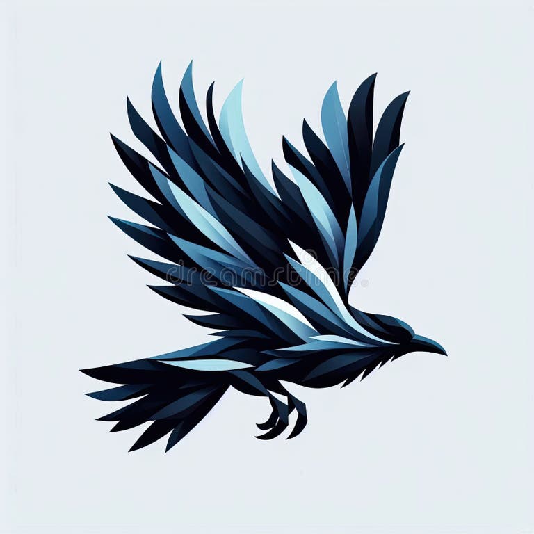 Dark Crow in Angular Digital Illustration Stock Illustration ...