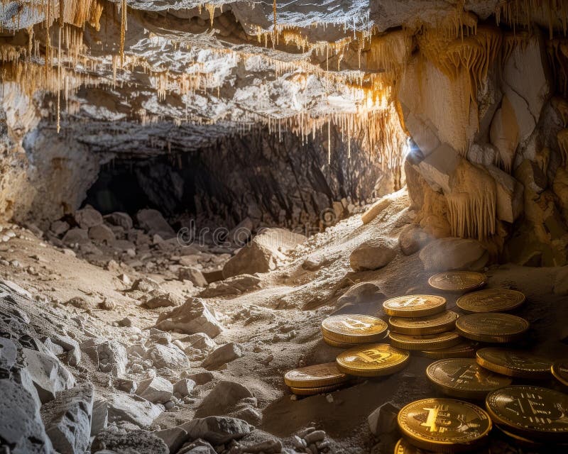 Dark Crystal Cave Where Bitcoins are Natural Formations Stock ...