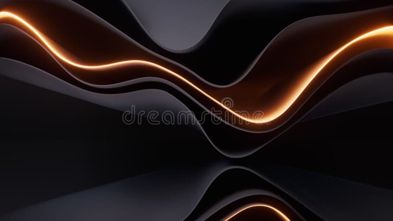 Dark Curve Geometry and Glowing Lines, 3d Rendering Stock Footage ...
