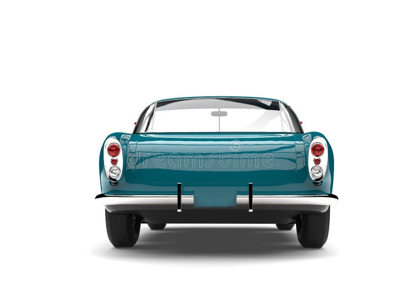 Dark Cyan Vintage Muscle Car - Back View Stock Illustration ...