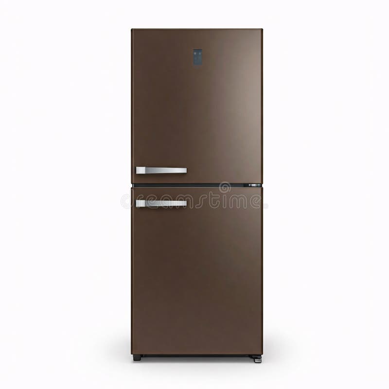 Dark 3d Rendering of a Brown Refrigerator Isolated on White Background ...