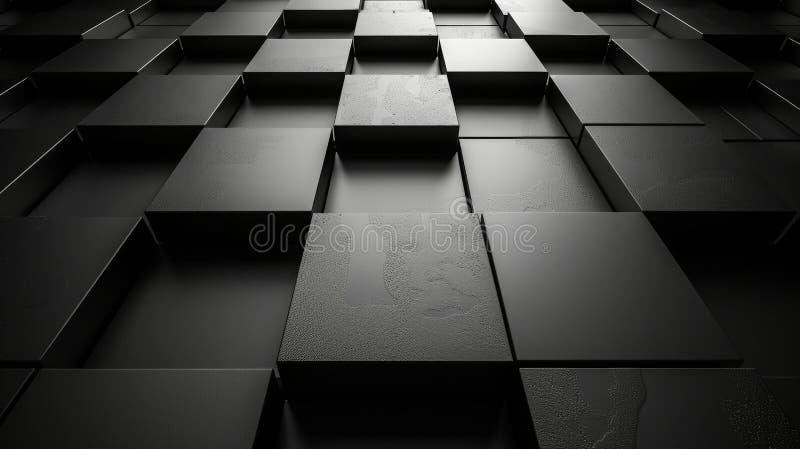Dark 3D Rendering of a Surface with Beveled Cubes Stock Illustration ...