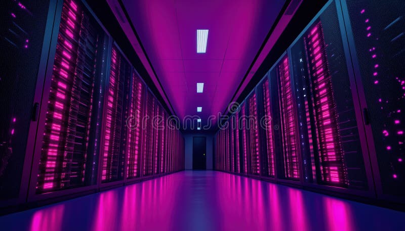 Dark Data Center Showcasing Fully Operational Server Racks for Modern ...