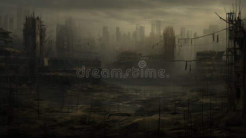 Dark days in a dystopia stock illustration. Illustration of darkness ...