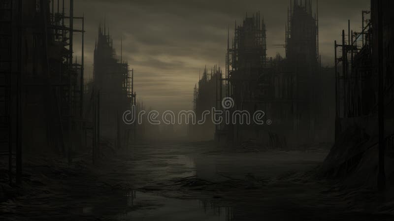 Dark days in a dystopia stock illustration. Illustration of sunrise ...