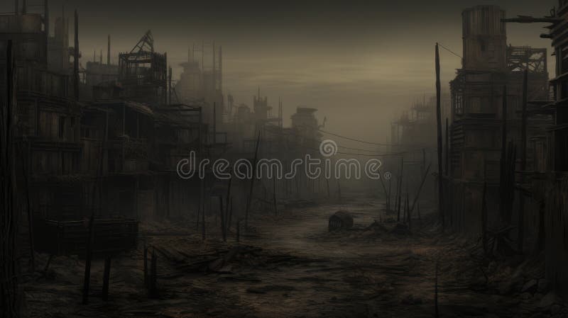 Dark days in a dystopia stock illustration. Illustration of dusk ...