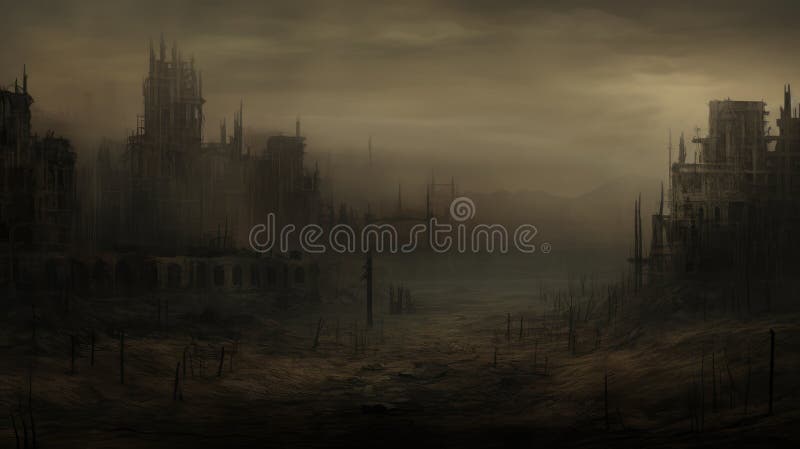 Dark days in a dystopia stock illustration. Illustration of evening ...