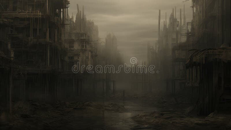 Dark days in a dystopia stock illustration. Illustration of sunrise ...