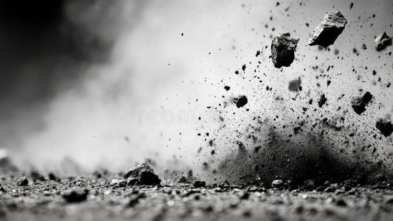 Dark Debris Exploding in Air and Dust Stock Illustration - Illustration ...