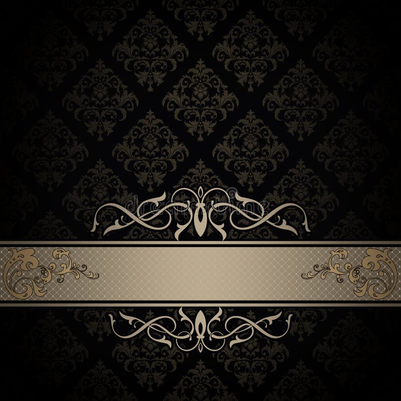 Dark Decorative Background with Vintage Patterns. Stock Illustration ...