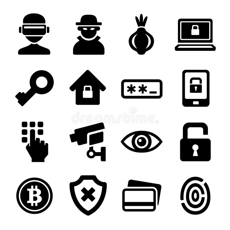 Dark Deep Internet and Security Icons Set. Vector Stock Vector ...