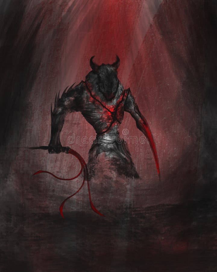 Dark Demon Illustration, Horror Fantasy Character Stock Illustration ...
