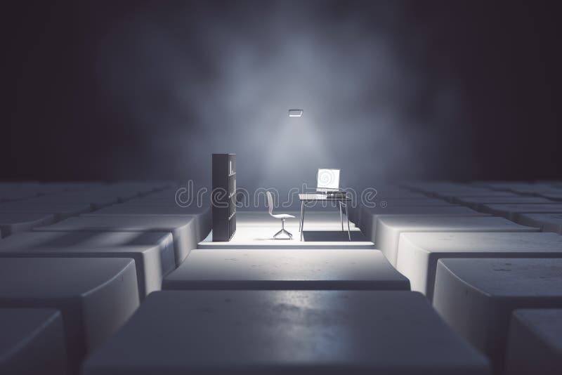 Dark Desktop with Computer Workplace on Keyboard Keys. Digital ...