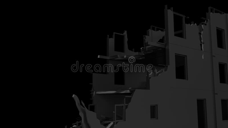 Dark Destroyed Black Building with Copy Space Stock Illustration ...
