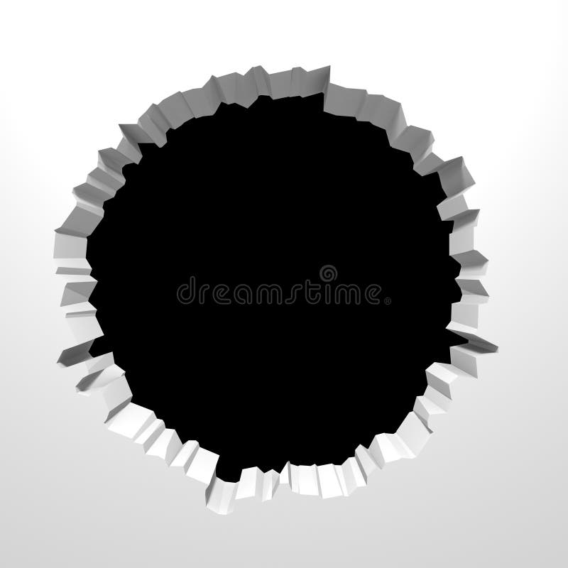 Dark Destruction Cracked Hole in White Stone Wall Stock Illustration ...