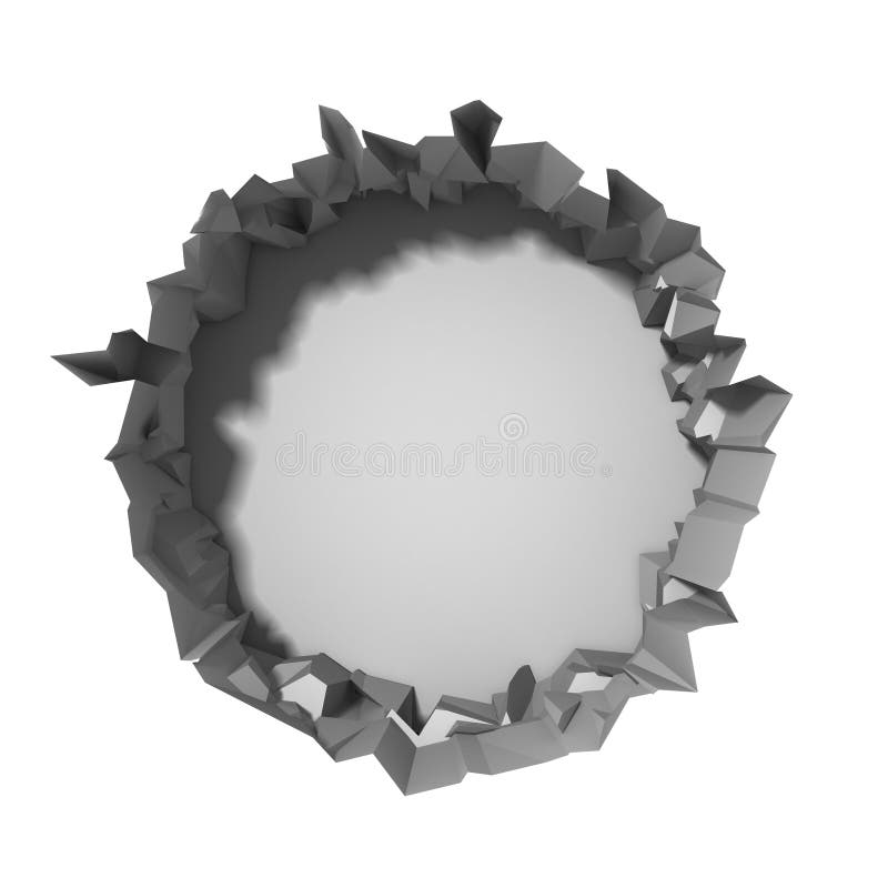 Dark Destruction Cracked Hole in White Stone Wall Stock Illustration ...