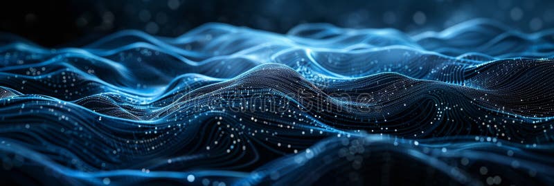 Dark Digital Background, Tech Waves Pattern, Digital Data Banner, Audio ...