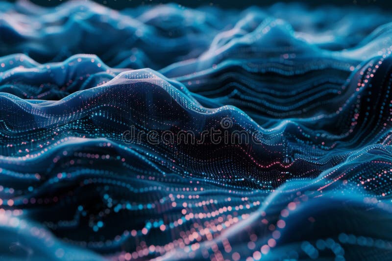 Dark Digital Background, Tech Waves Pattern, Digital Data Banner, Audio ...