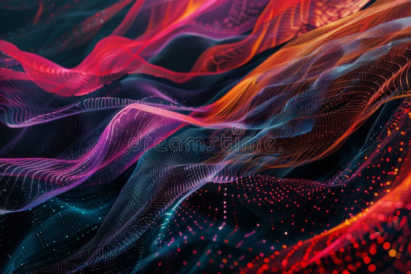 Dark Digital Background, Tech Waves Pattern, Digital Data Banner, Audio ...