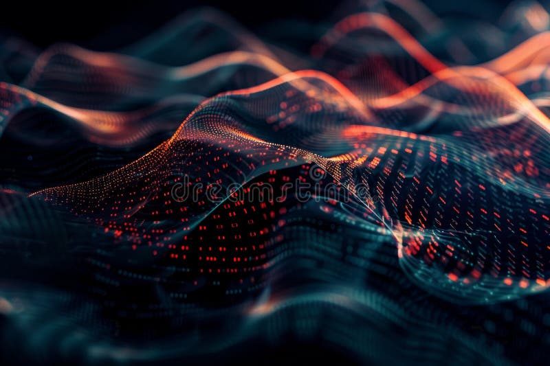 Dark Digital Background, Tech Waves Pattern, Digital Data Banner, Audio ...