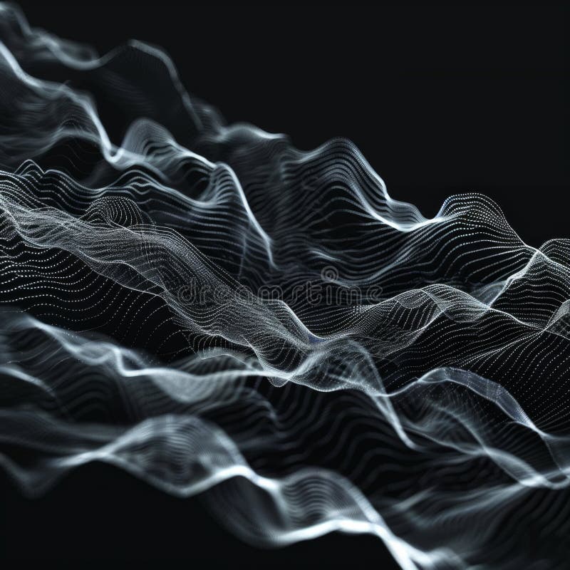 Dark Digital Background, Tech Waves Pattern, Digital Data Banner, Audio ...