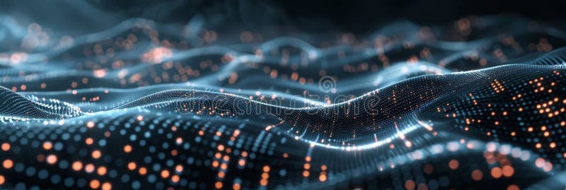 Dark Digital Background, Tech Waves Pattern, Digital Data Banner, Audio ...