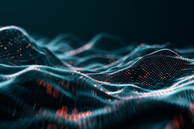 Dark Digital Background, Tech Waves Pattern, Digital Data Banner, Audio ...