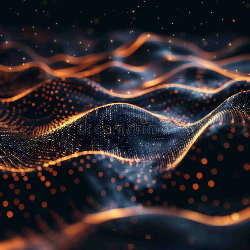 Dark Digital Background, Tech Waves Pattern, Digital Data Banner, Audio ...